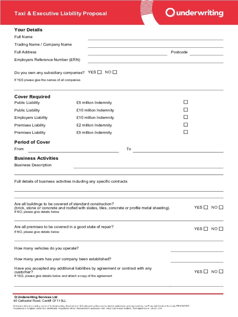Fillable Online Liability Proposal Form Fax Email Print - pdfFiller