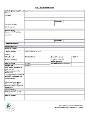 Fillable Online reiki consultation form Fax Email Print - pdfFiller