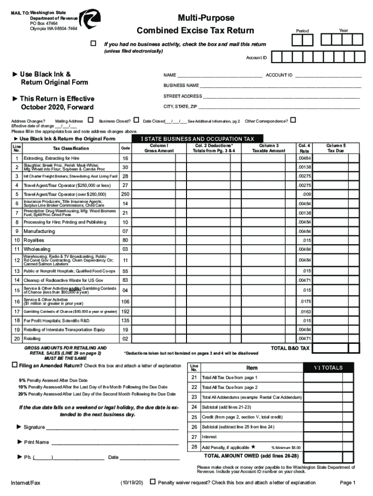 Fillable Online dor wa Washington State Department of Revenue PO Box ...
