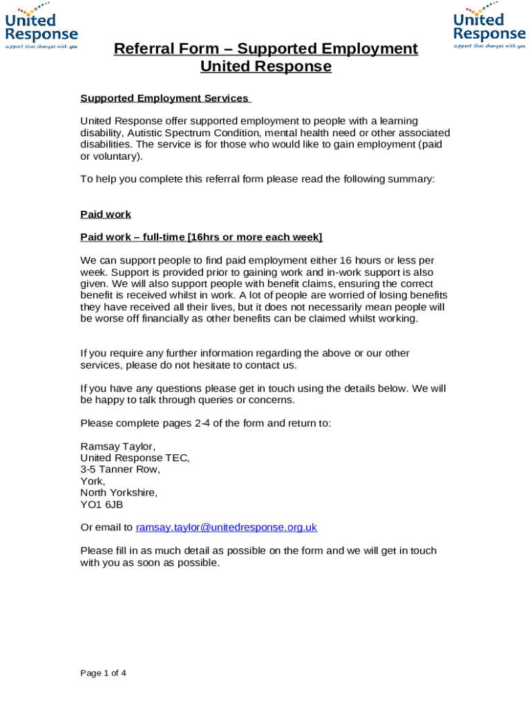 United Response offer supported employment to people with a learning disability, Autistic ...