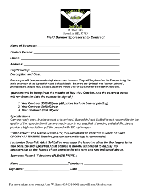 Fillable Online Banner Sponsorship Form - Fill Online, Printable ...