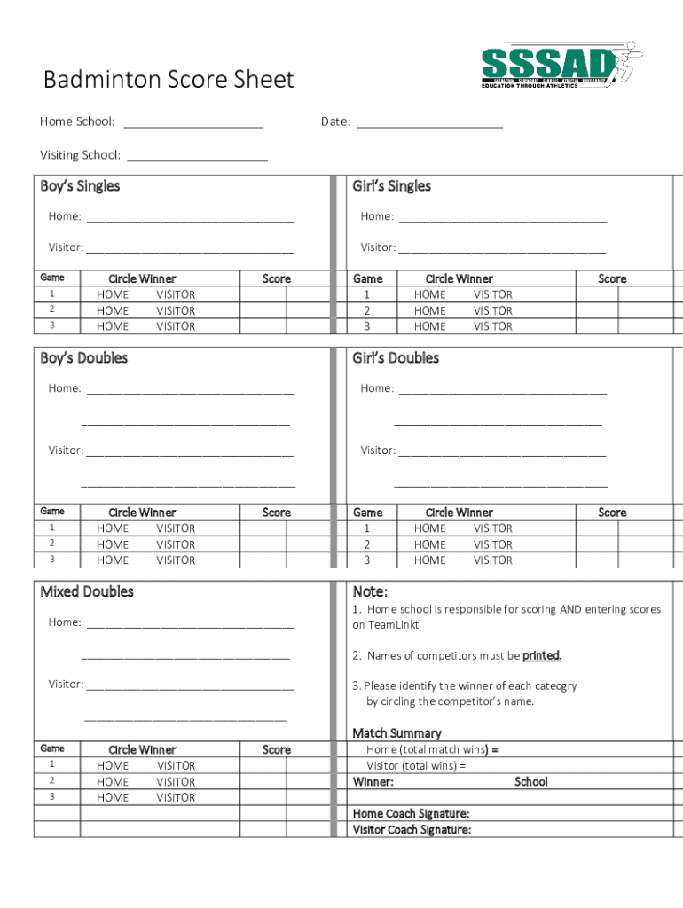 Fillable Online Score sheet Fax Email Print - pdfFiller