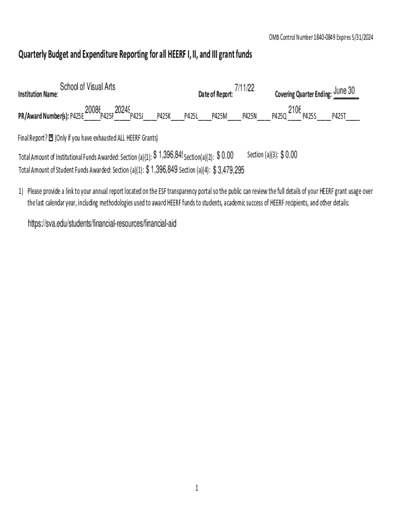 Fillable Online Total Amount of Institutional Funds Awarded: Section (a ...