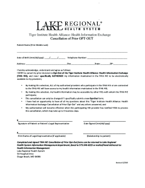 Fillable Online Health Information Exchange (HIE) Opt-Out Form Name: ... Fax Email Print - pdfFiller
