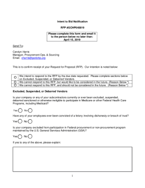 Fillable Online Intent to Bid Notification Fax Email Print - pdfFiller