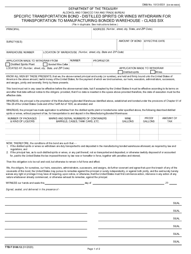 Fillable Online Form TTB F 5100 12 TTB F 5100 12 Specific ...