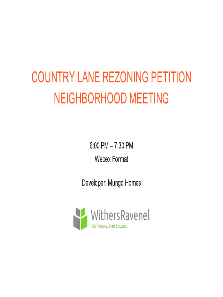 Fillable Online COUNTRY LANE REZONING PETITION NEIGHBORHOOD ... Fax ...