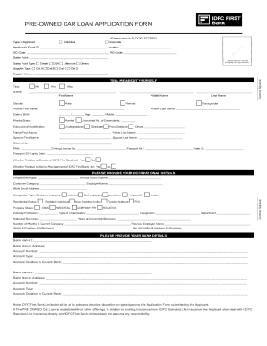 Fillable Online PRE-OWNED CAR LOAN APPLICATION FORM Fax Email Print ...