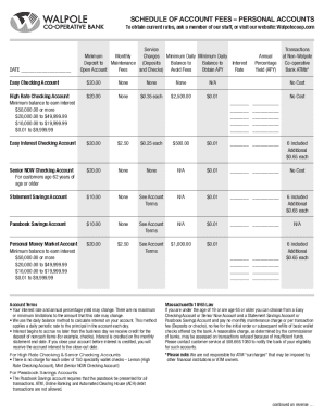 Fillable Online Checking AccountsWalpole Co-operative Bank Fax Email ...