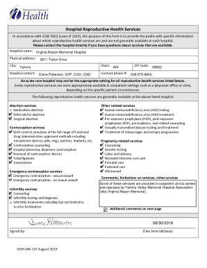Fillable Online Capital Medical Hospital Reproductive Health Services ...
