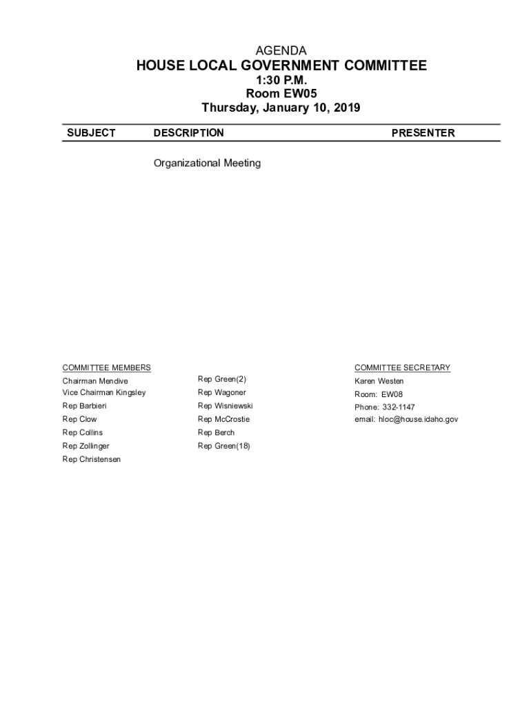 Fillable Online legislature idaho Joint Standing Committee on State and Local Government ...