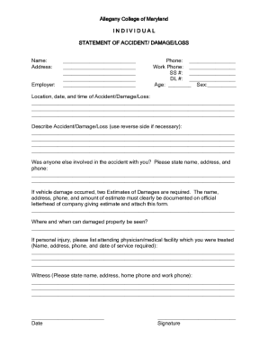 Fillable Online Department Statement of Accident/Damage/Loss Fax Email ...
