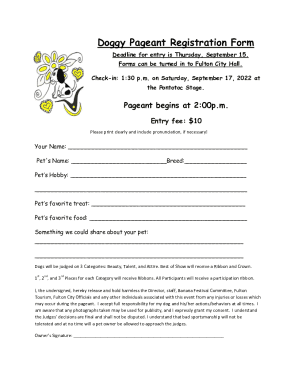 Fillable Online Doggy Pageant Registration Form - Fulton Fax Email ...
