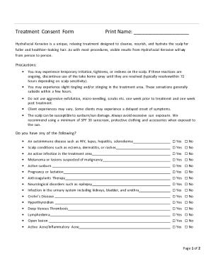 Fillable Online Treatment Consent Form Print Name: Fax Email Print ...