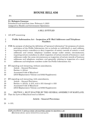 Fillable Online MD HB 636 - Public Information Act - Inspection of E ...