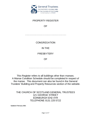 Property Register. A property register for churches to complete for any ...