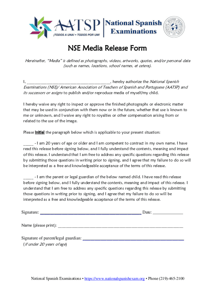 Fillable Online Media Release Form In Spanish. For the first time ...