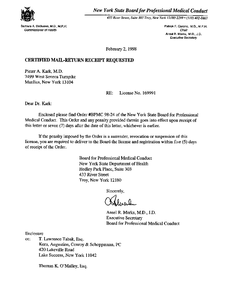 Fillable Online apps health ny License No. 077998, Miles Galin, M.D ...