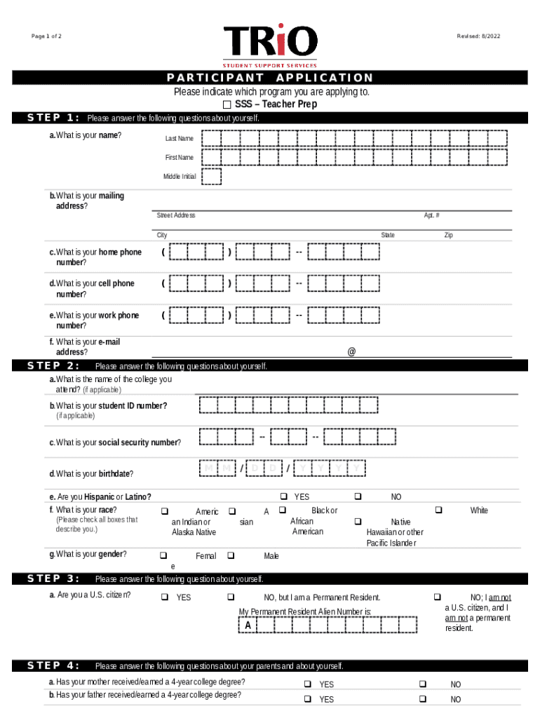 participant application Doc Template | pdfFiller