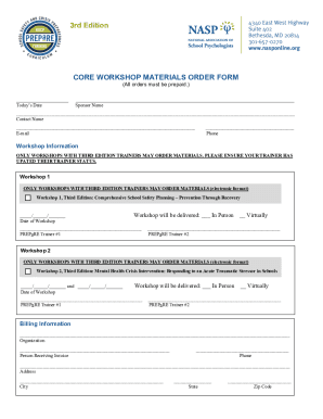 Fillable Online CORE WORKSHOP MATERIALS ORDER FORM 3rd Edition Fax ...