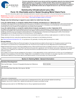 Fillable Online Form 10: Charitable and/or Social Housing Relief Claim ...