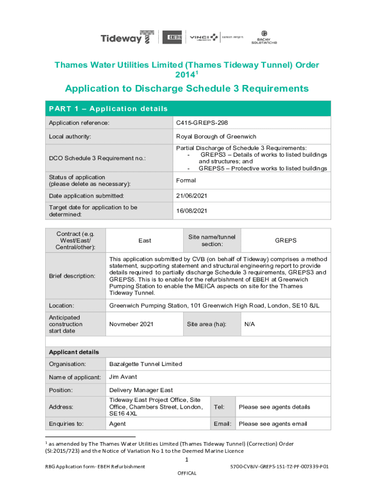 Fillable Online Tideway Sch 3 Req Application Form Fax Email Print - pdfFiller