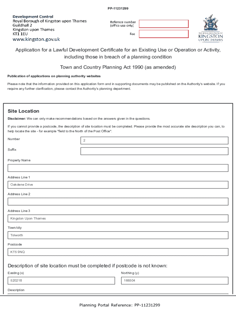 Fillable Online application-for-a-lawful-development-certificate-for-an- ... Fax Email Print ...