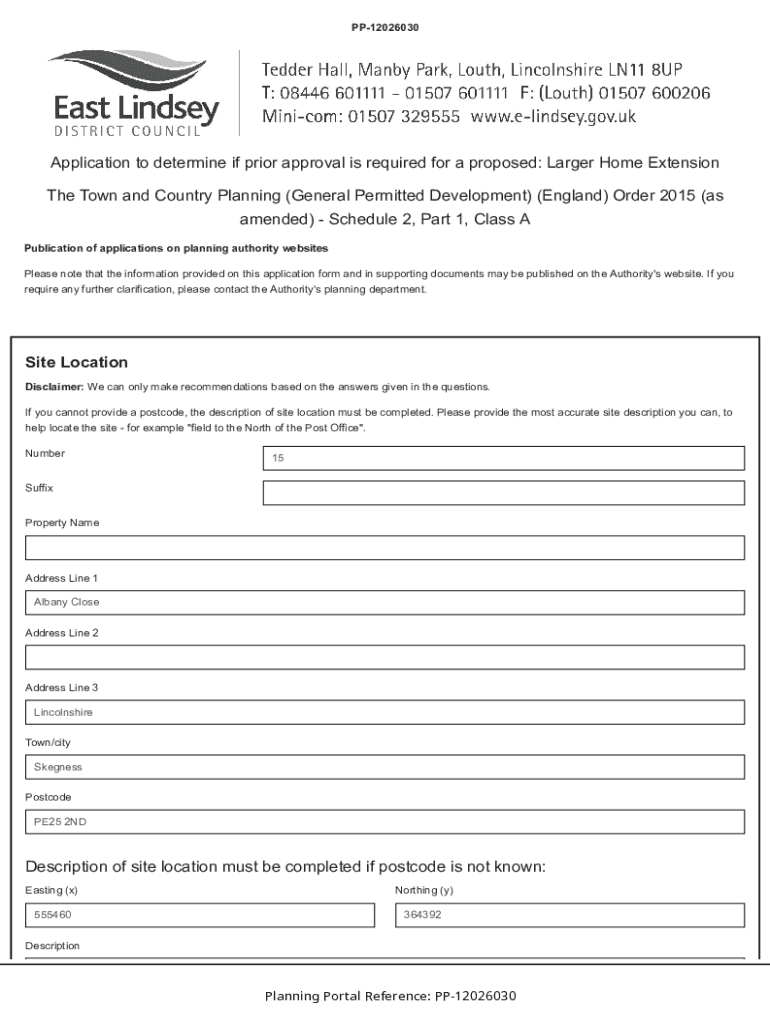 Fillable Online Part 1 of the GPDO - Larger Rear Extensions - Guide Fax Email Print - pdfFiller