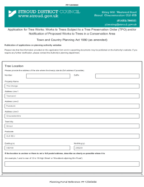 Fillable Online Works to trees subject to a Tree Preservation Order ...