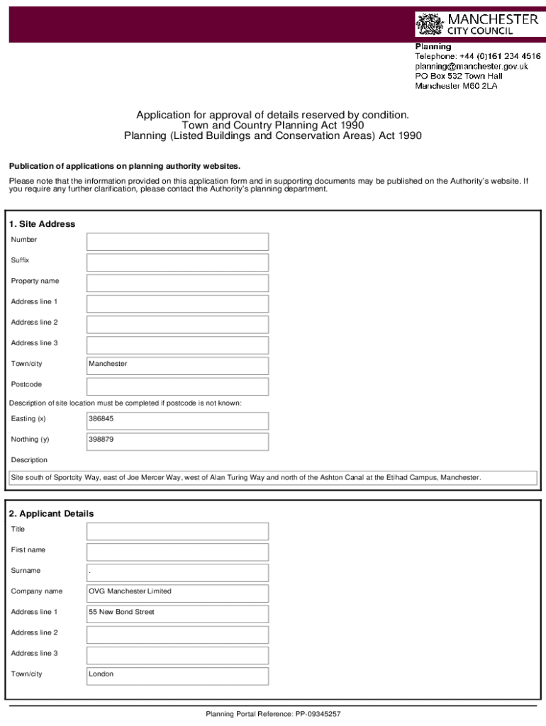 Fillable Online Site south of Sportcity Way, east of Joe Mercer Way ...