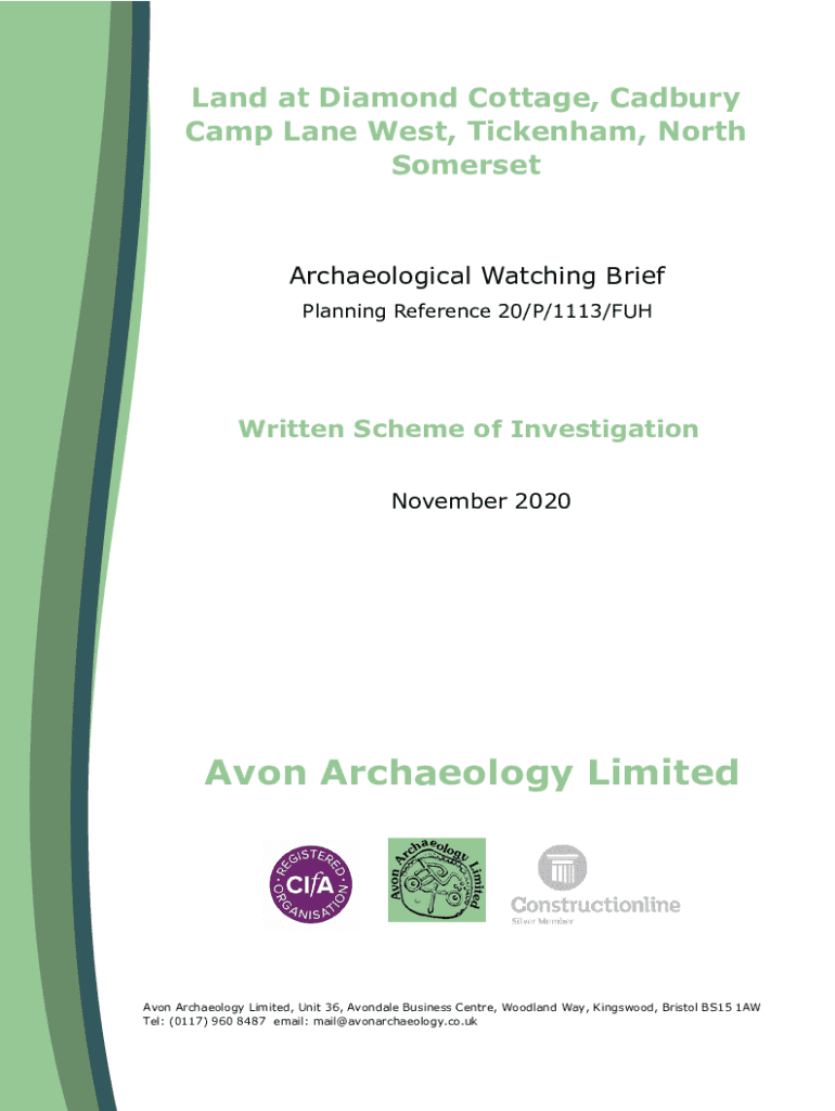 Fillable Online Written Scheme of Investigation for an Archaeological ... Fax Email Print ...