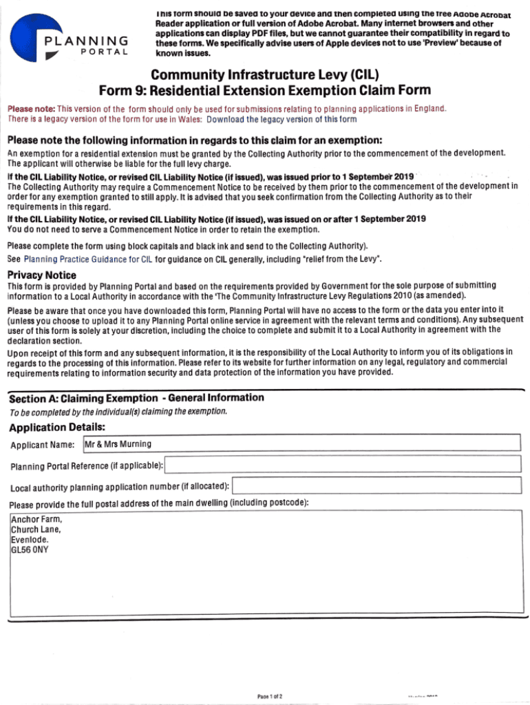 Fillable Online Residential Extension Exemption Claim Form Fax Email ...