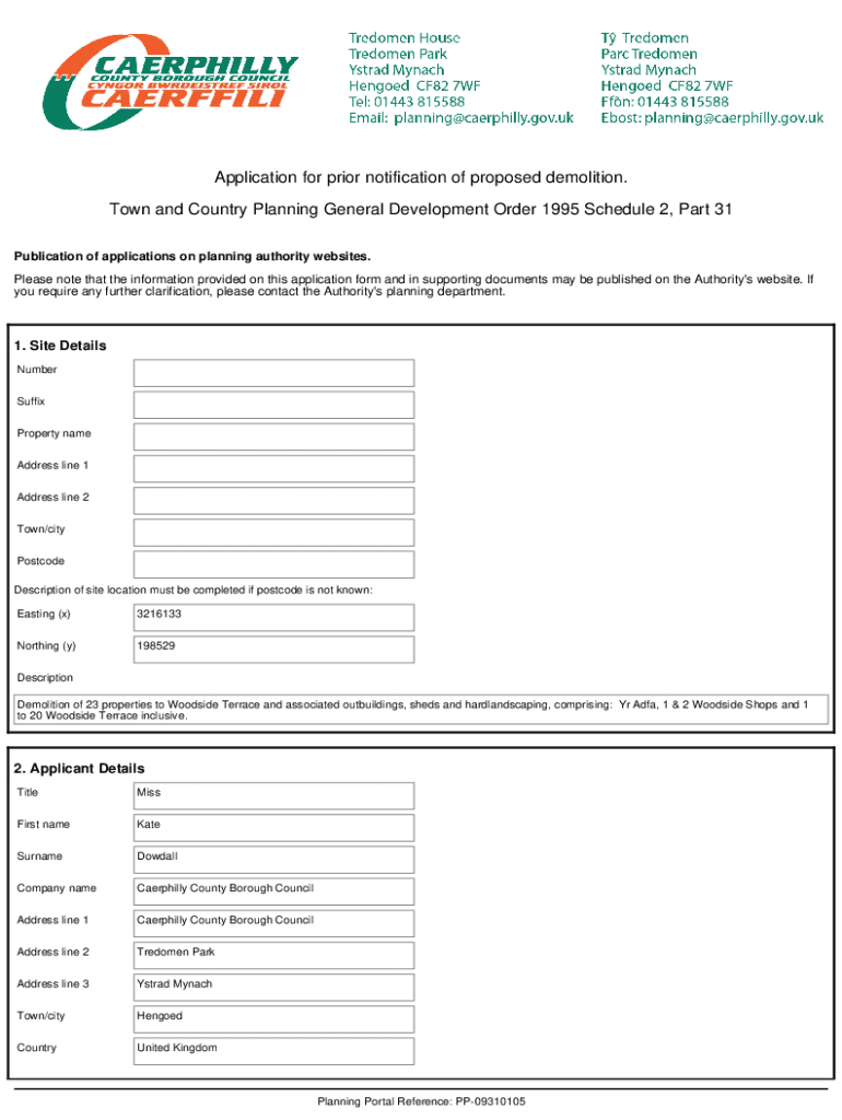 Fillable Online Application for prior notification of proposed ...