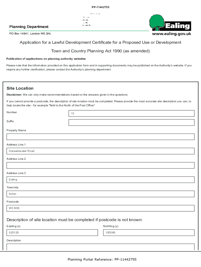 Fillable Online Application for a Lawful Development Certificate for a ...