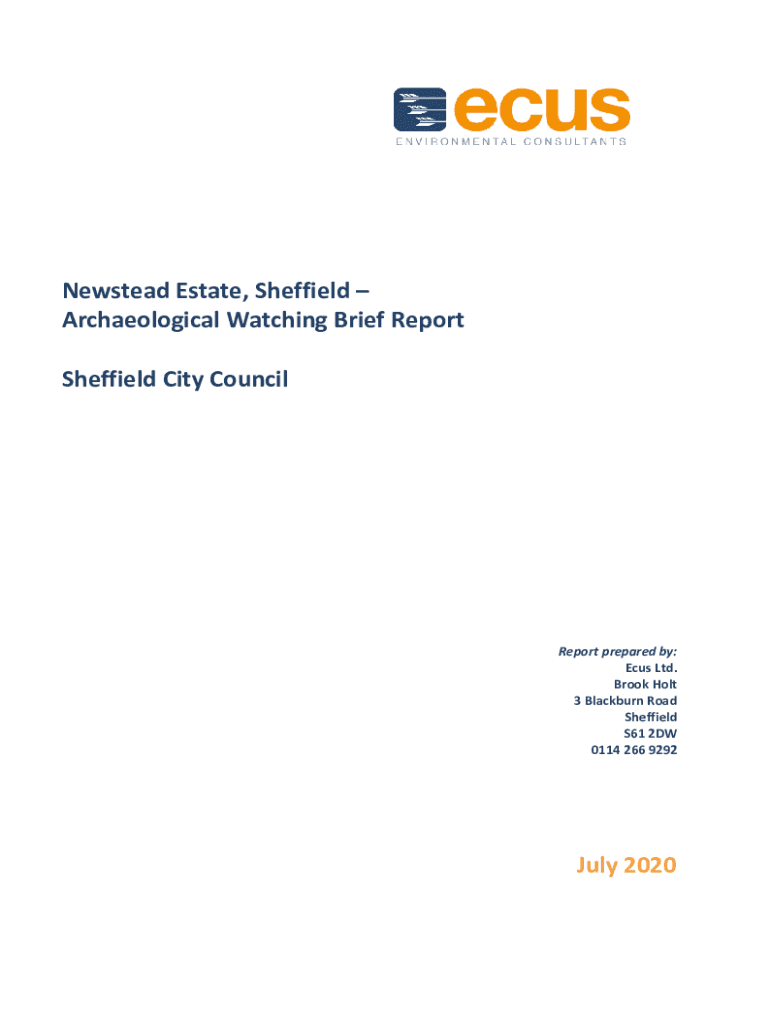 Fillable Online Archaeological Watching Brief Report Sheffield City Council Fax Email Print ...