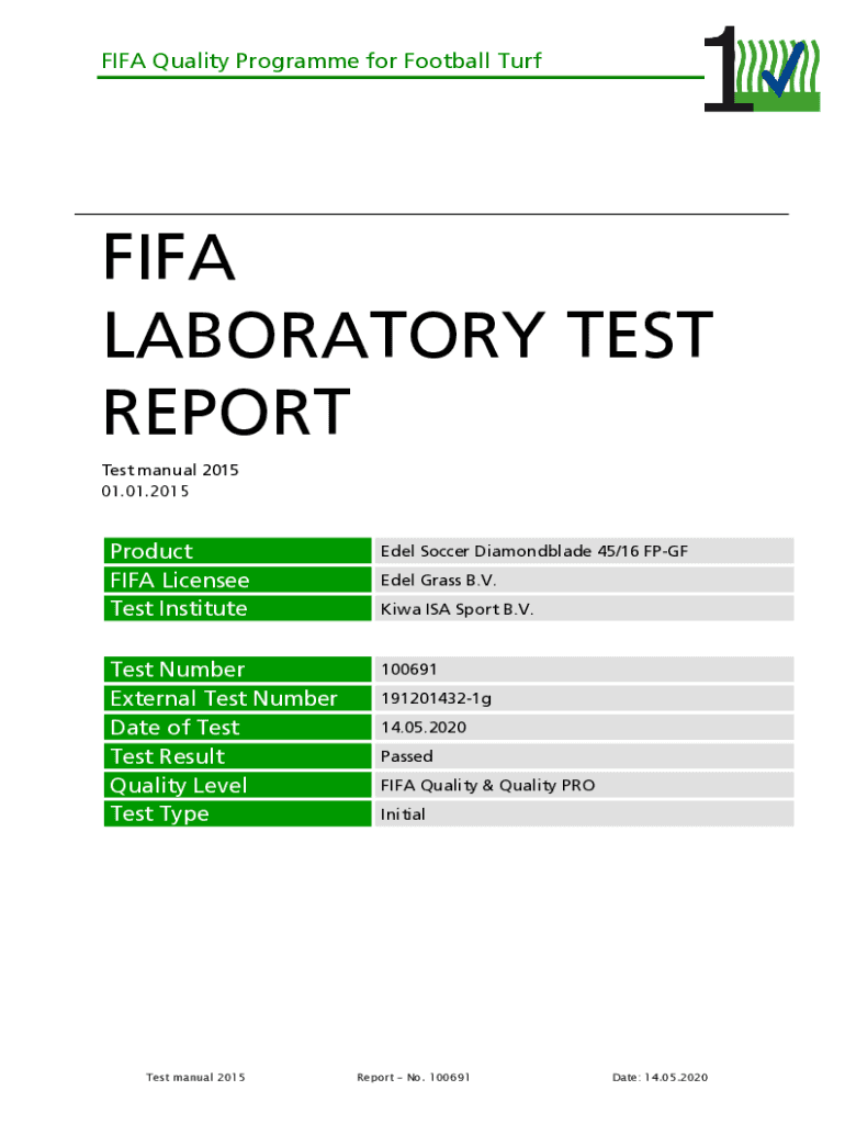 Fillable Online FIFA quality programme for football turf - Test Manual ...