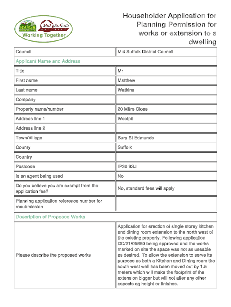 Fillable Online Householder Planning Application Fax Email Print - pdfFiller