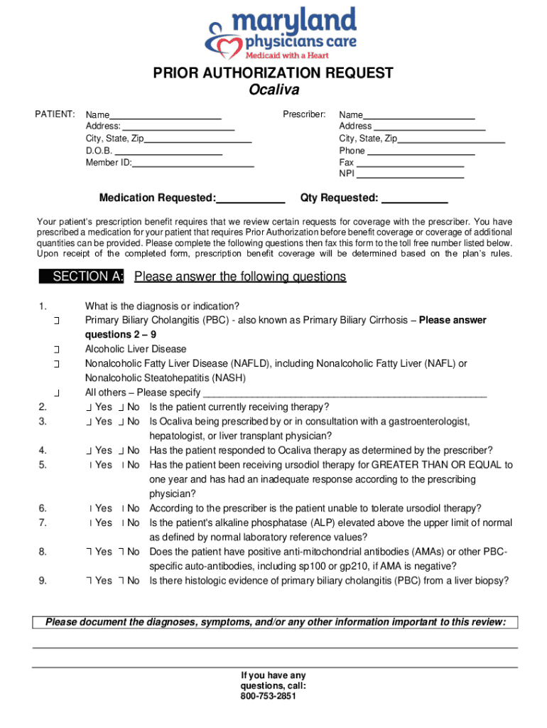 Fillable Online Ocaliva PSC Prior Authorization Form Fax Email Print ...