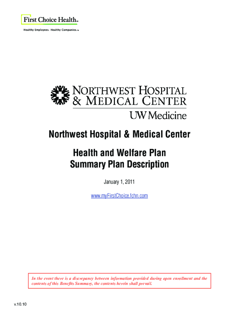 Fillable Online Northwest Hospital & Medical Center Health and Welfare ...