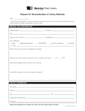Fillable Online Request for Reconsideration of Library Materials - Form SFPL 73 - SFPL StaffNet ...