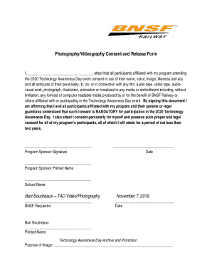 Fillable Online Photography/Videography Consent and Release Form Fax ...