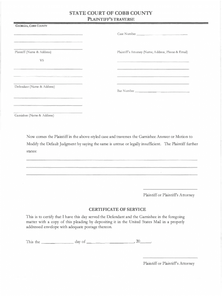 Fillable Online PLAINTIFF'S TRAVERSE Fax Email Print - pdfFiller