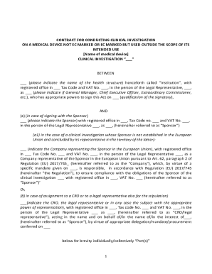 Fillable Online contract for conducting clinical investigation on a ...