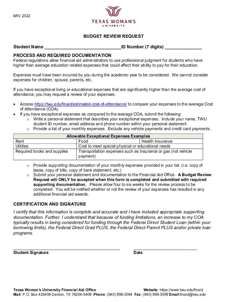 Fillable Online 2015-16 BUDGET REVIEW REQUEST Fax Email Print - pdfFiller