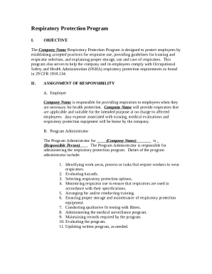 3M Administrative Respiratory Protection Program Doc Template | pdfFiller