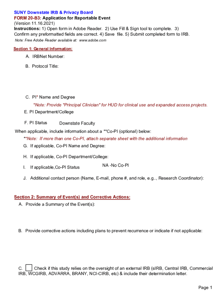 Fillable Online FORM 20-B3: Application for Reportable Event Fax Email ...