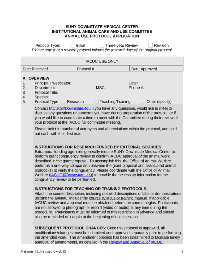 ANIMAL USE PROTOCOL APPLICATION Doc Template | pdfFiller