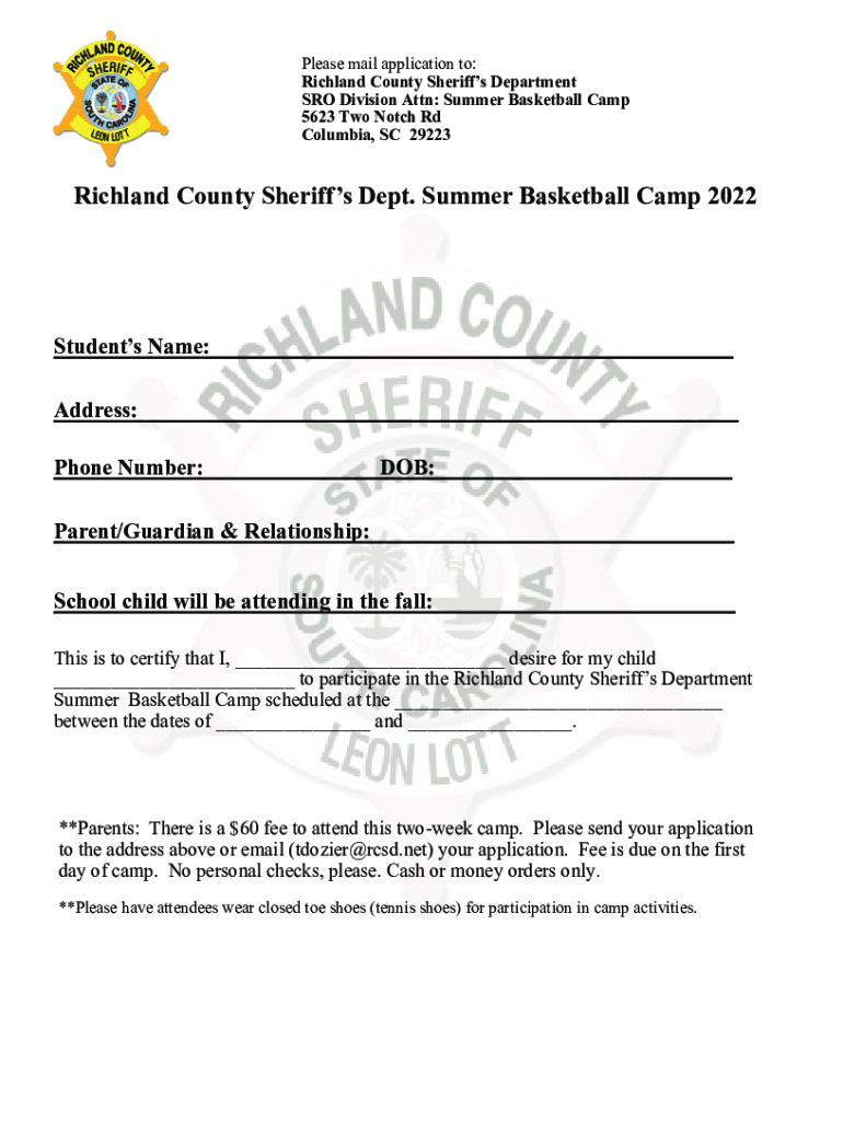 Fillable Online Fillable Online Richland County Sheriff's Department ...