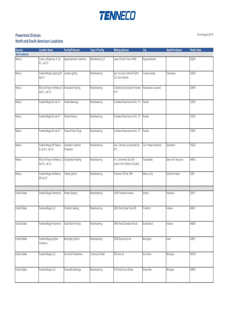 Fillable Online Clean Air Division North and South American Locations ...