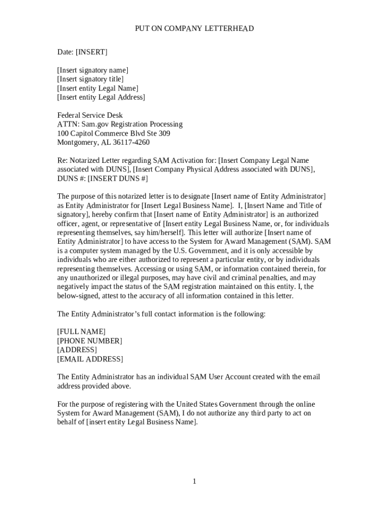 Provide Notarized Letter for Legal Business Name / DUNS ... Doc ...